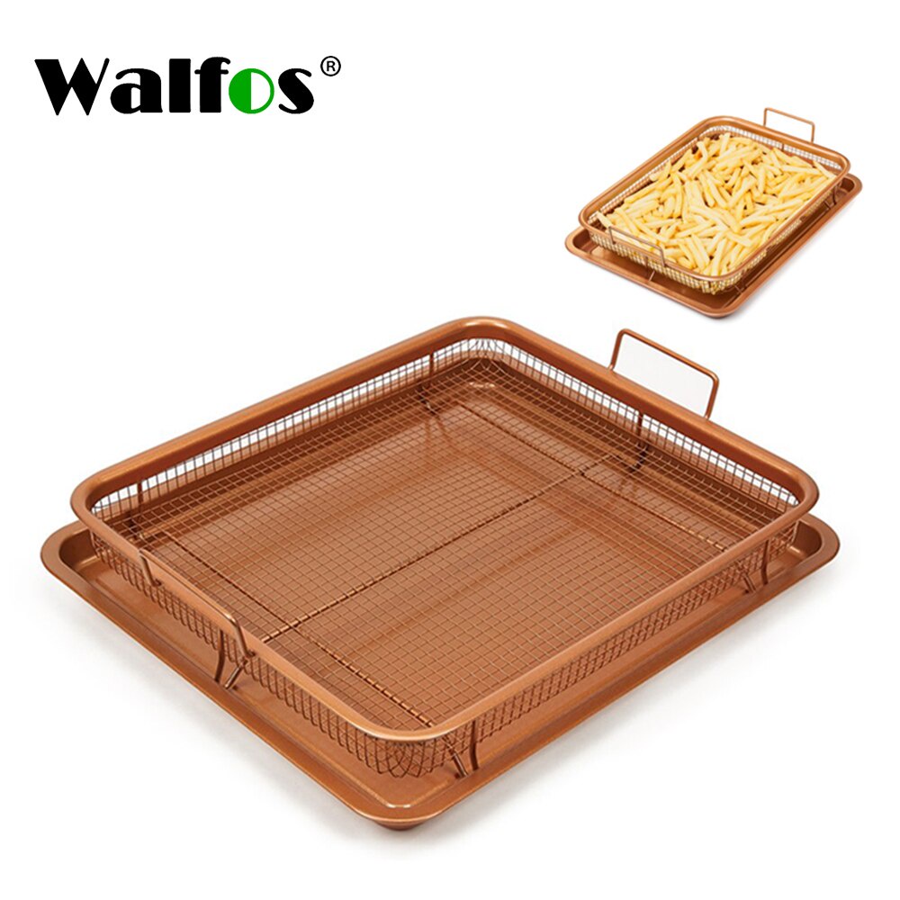 Walfos Copper Baking Tray Oil Frying Baking Pan Non-stick Chips Basket ...