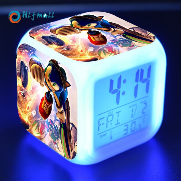 Hlfmall Sonic The Hedgehog Sonic Color Happiness Color LED Alarm Clock ...