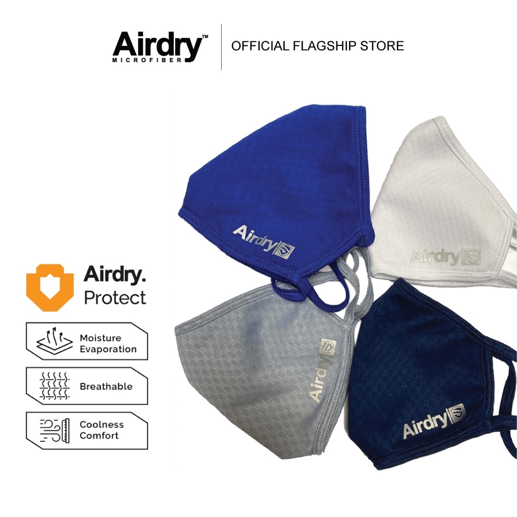 AIRDRY ProtectColl Adult 4Ply Fabric Earloop Breathable Logo Mask (BASM45) Earloop Mask Dewasa ...