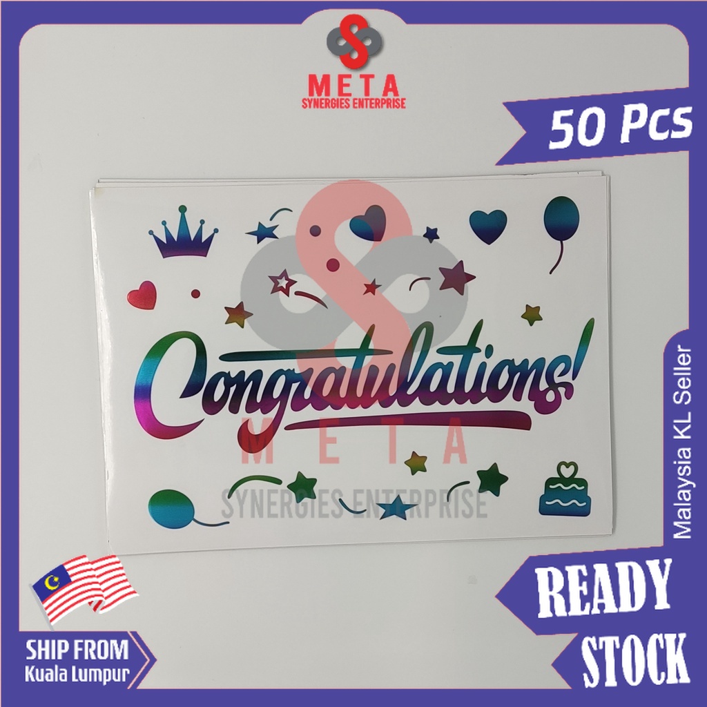 [Wholesale] 1 Pack 50 Pieces Big Size Congratulations Transparent Bobo ...