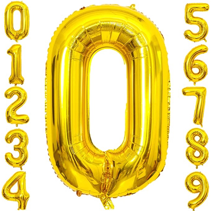 40 inch Gold Large Numbers jumbo Birthday Party Decorations Helium Foil Mylar Big Number Balloon ...
