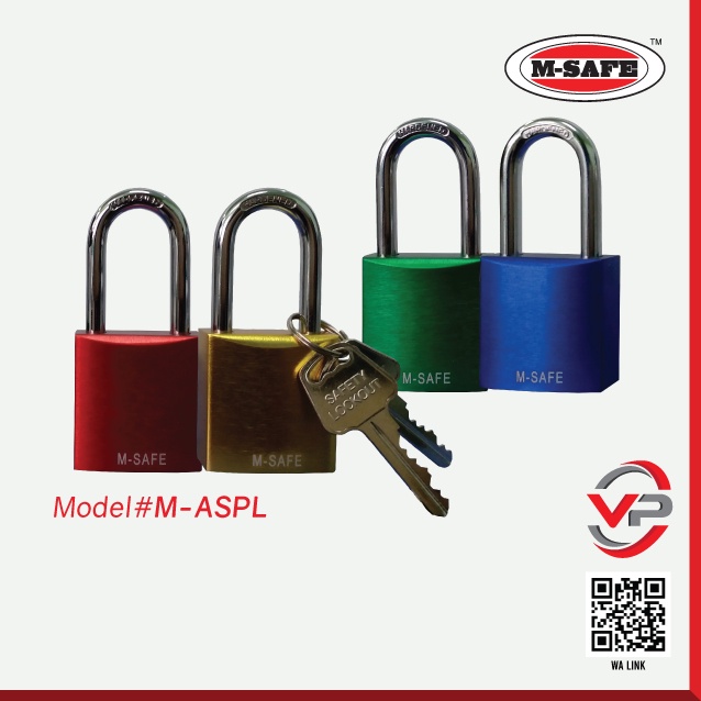 M-SAFE SAFETY ALUMINIUM PADLOCK / LOCKOUT TAGOUT LOTO PADLOCK (38 MM) M ...