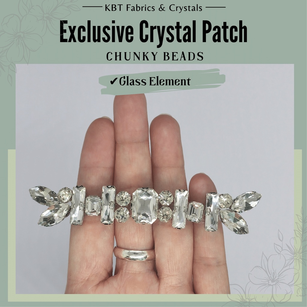 [1pcs] Iron on Exclusive Glass Crystal Patch Manik Tampal Diamond ...