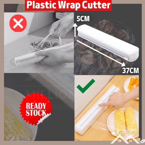 Kitchen Cling Wrap Cutter Dispenser | Food Plastic Wrap Box with Slide ...
