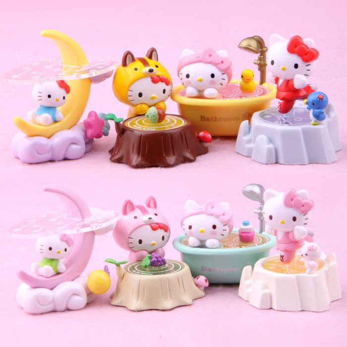 1/2/4/6/8 Pcs Cute Hello Kitty KT Cat Toys Set Mini Figure Collection ...