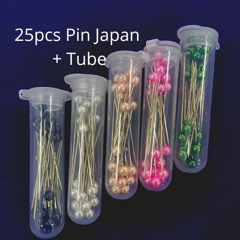 25pcs PIN TAJAM(JAPAN) + TUBE PIN TUDUNG PIN SHAWL MULTIPURPOSE PIN ...