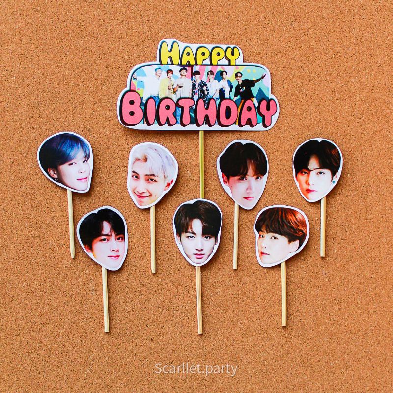 Cake TOPPER BTS HAPPY BIRTHDAY HBD BIRTHDAY BIRTHDAY CAKE STICKS TART CAKE DECORATIONS JIMIN ...