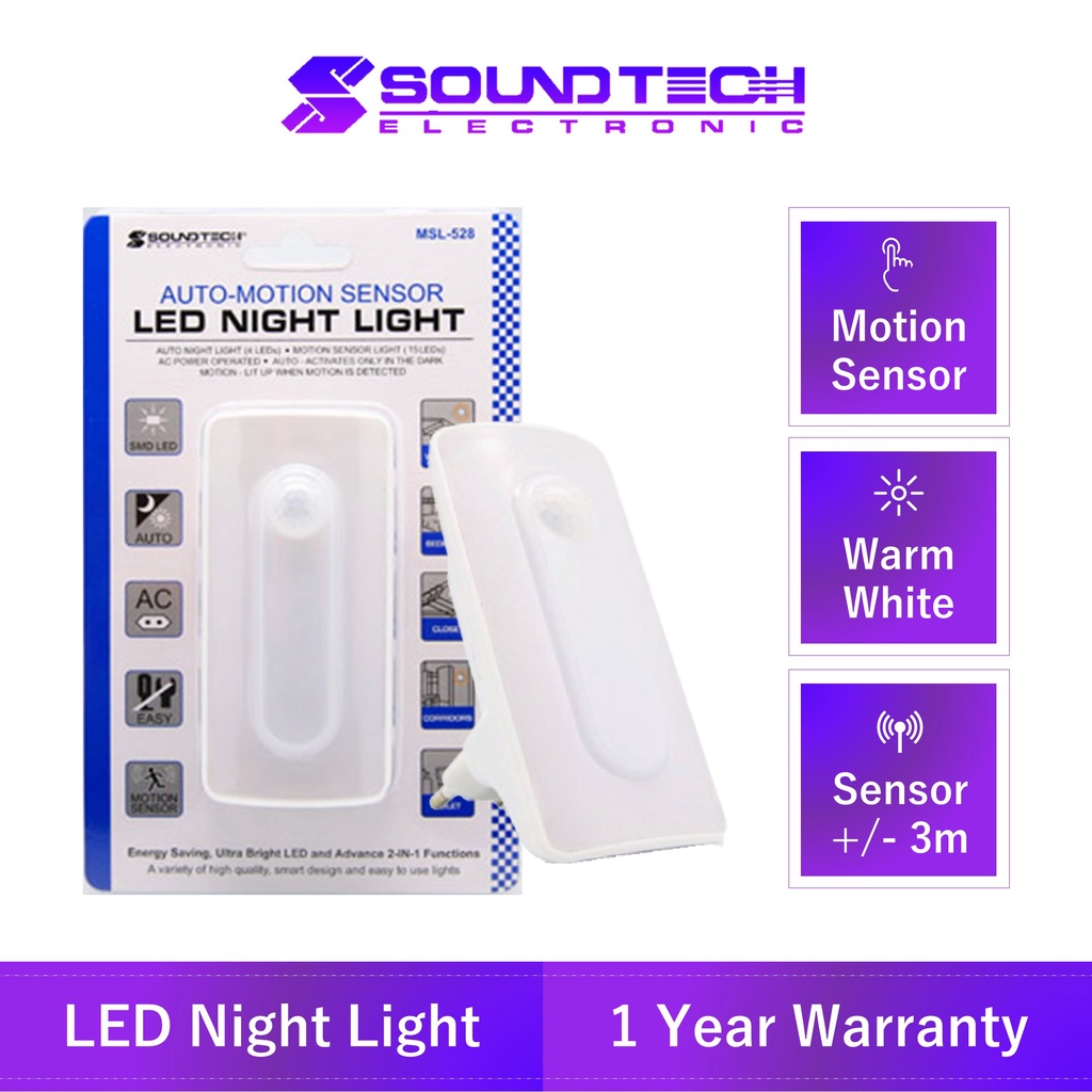 Soundteoh Auto-Motion Sensor LED Night Light MSL-528 | Auto Light ...
