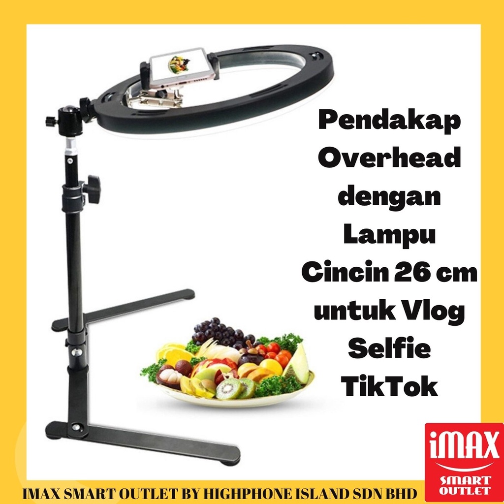 【READY STOCK】Pendakap Overhead dengan Lampu Cincin 26cm untuk TikTok ...