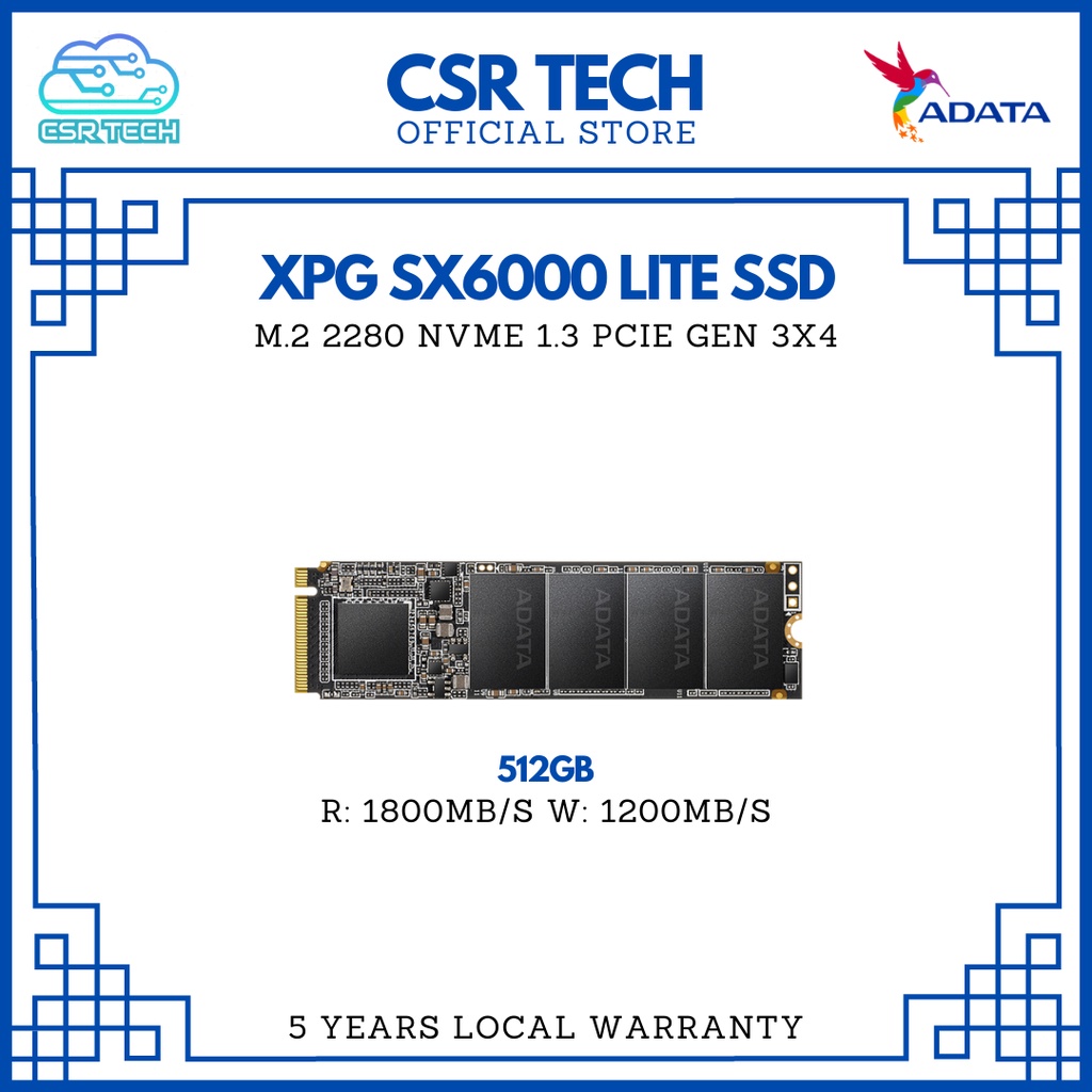 ADATA XPG SX6000 LITE M.2 2280 NVME 1.3 PCIE GEN 3 X 4 SSD Solid State ...