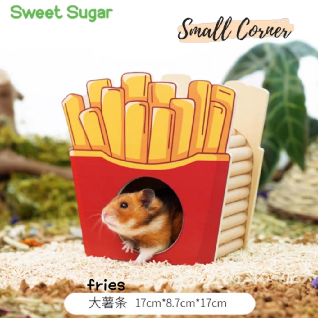 hamster cute house burger fries cheese drumsticks wooden苏维苏格美食美味系列木质窝房子 ...