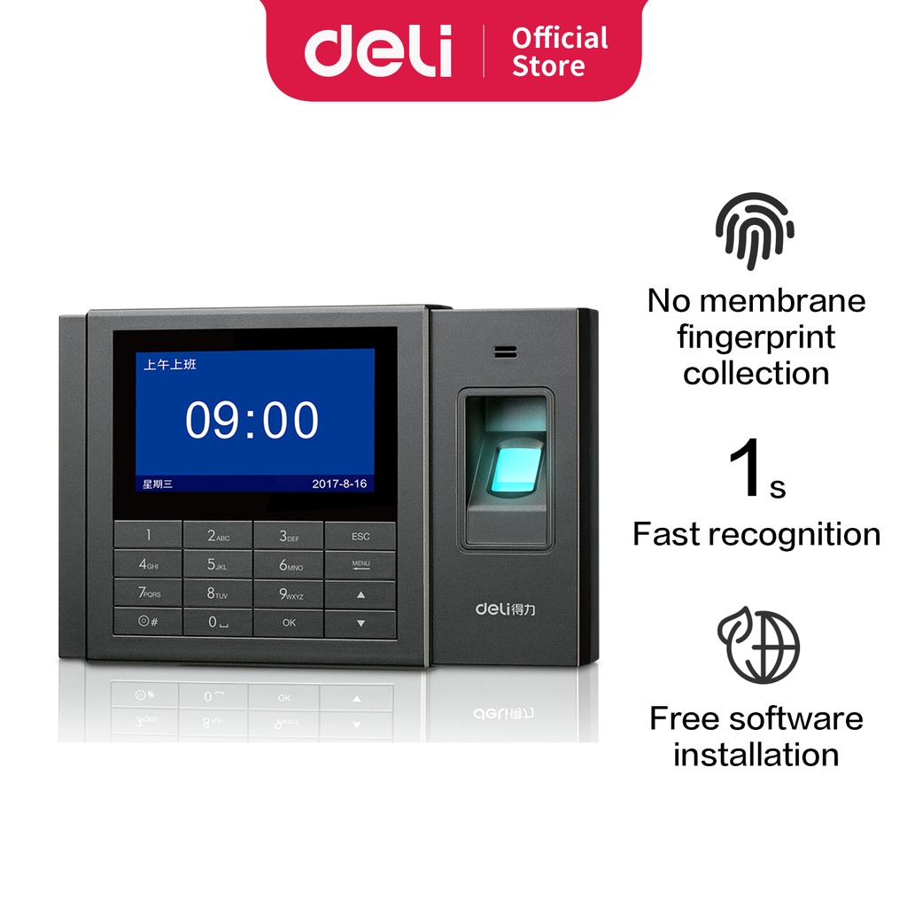 Deli Fingerprint Attendance Machine E3758 Office Time Attendance ...