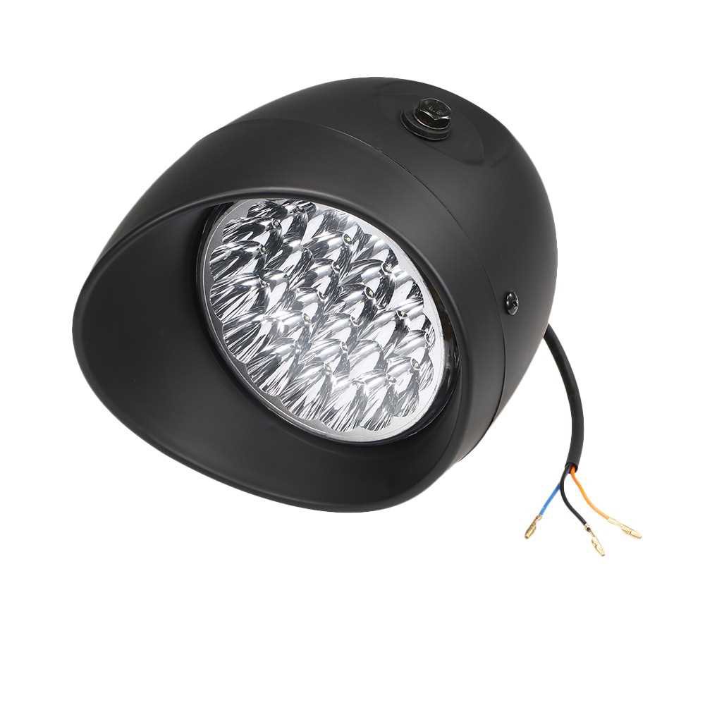 LED Motorcycle Retro Headlights Clear Lens Headlamps 12V Head Lights ...