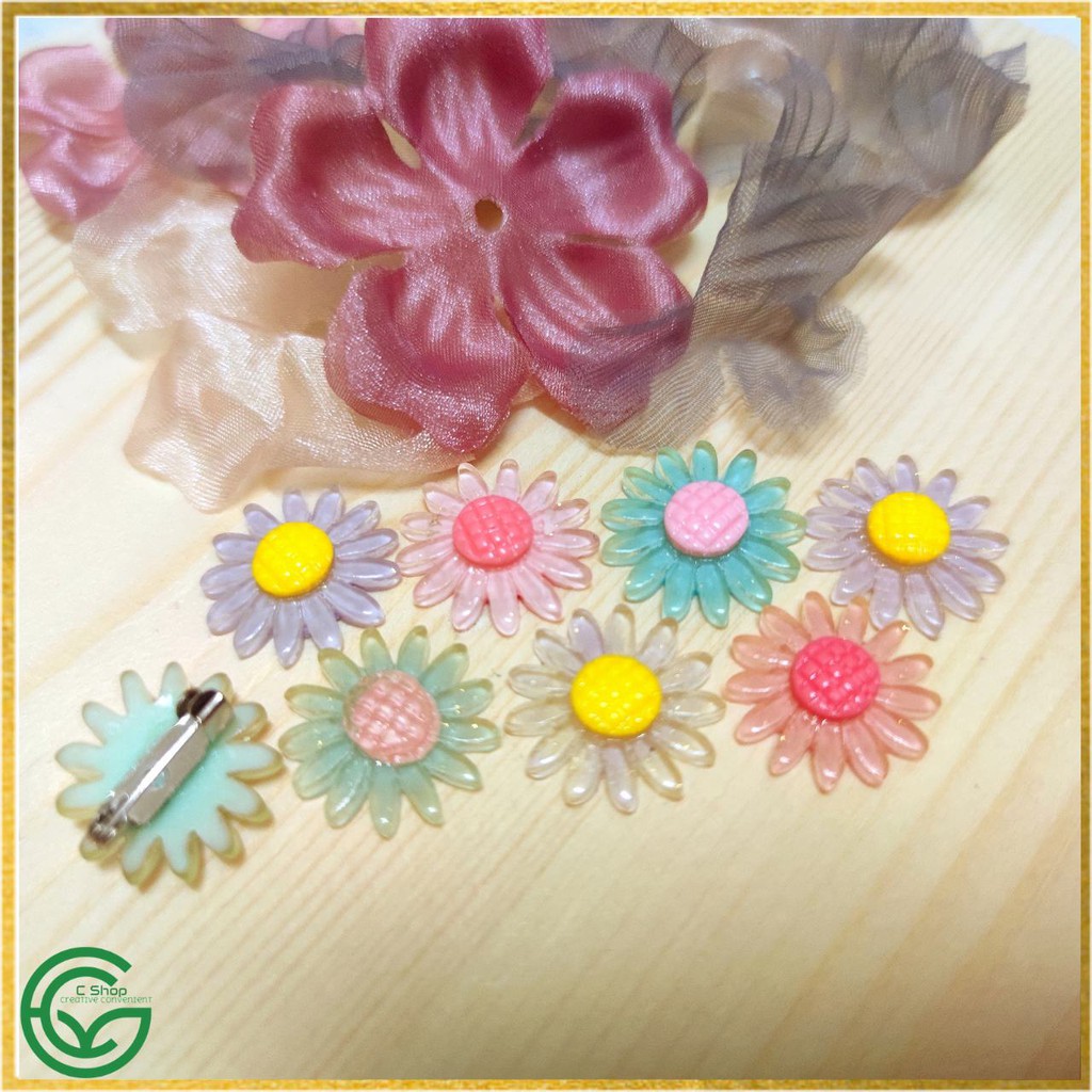 Mini Brooch Transparent Korean Flower 7 type of colours 1 piece Pin ...