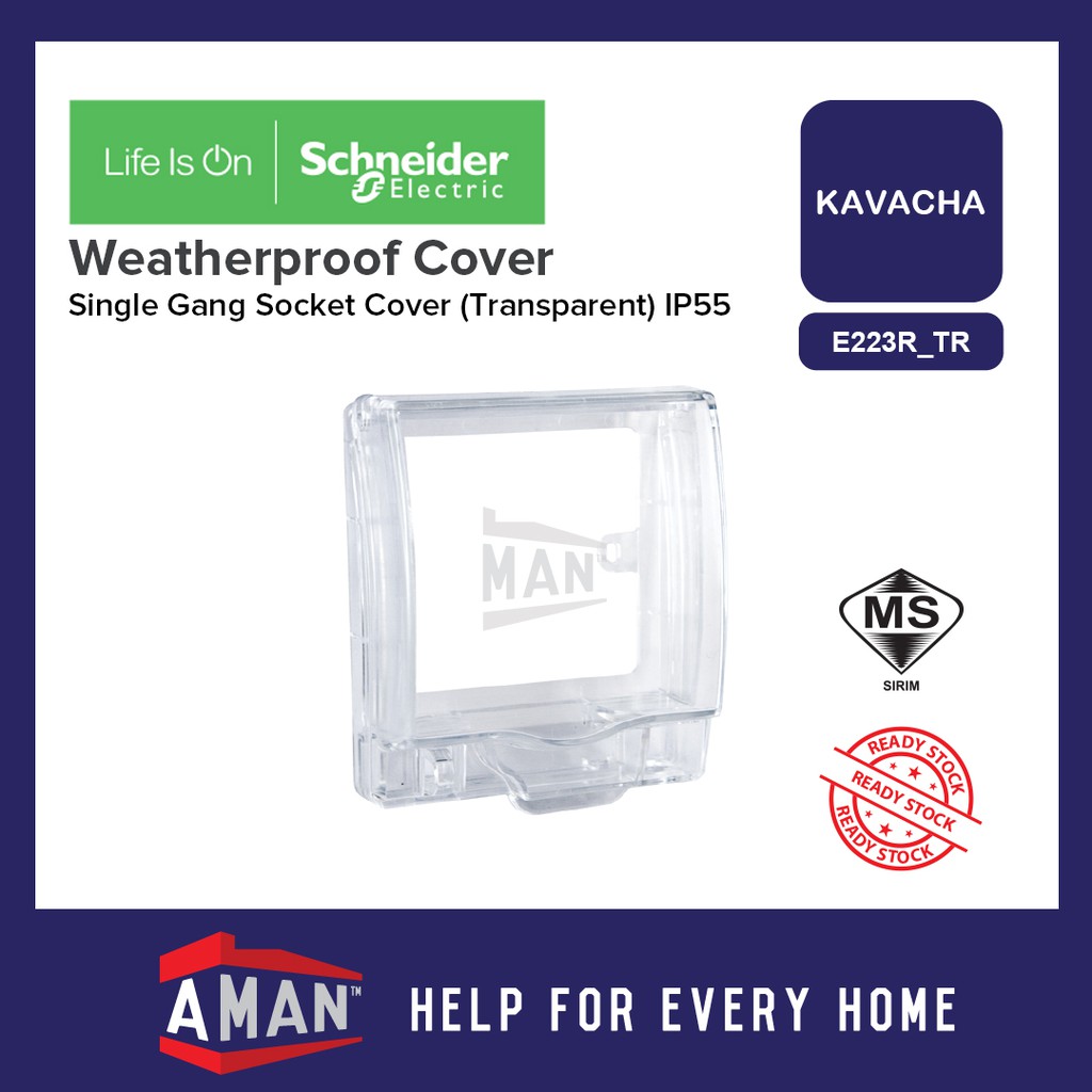 Schneider Kavacha Full-time Weatherproof Single Gang Socket Cover IP55 1 Gang | Shopee Malaysia
