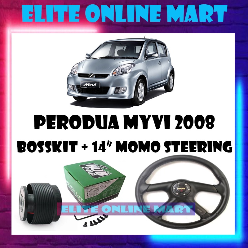 PERODUA MYVI 2008 14'' MOMO STEERING WHEEL WITH BOSSKIT SET READY STOCK ...
