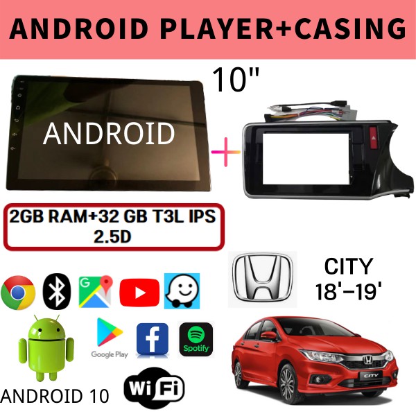 HONDA CITY 2018, 2019, 2020, 2021 10" Inch Android 10 Car Android GPS ...