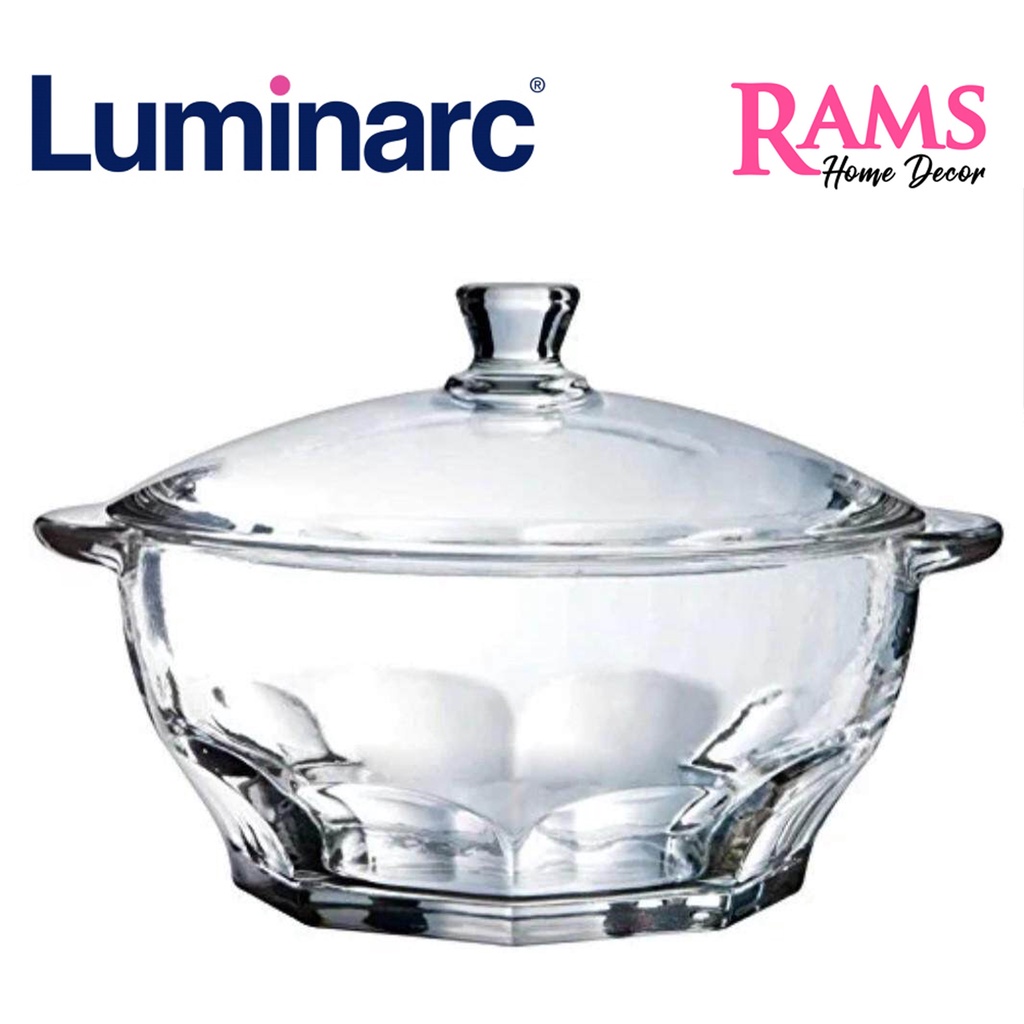 Luminarc 2500ml Fully Tempered Granity Glass Casserole With Lid Food Storage Bowl Serveware