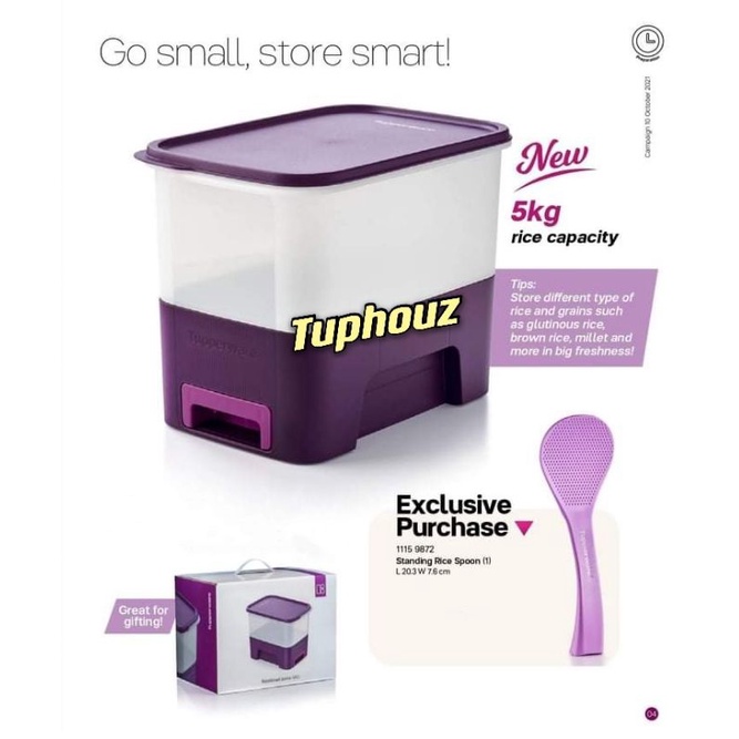 READY STOCK Tupperware RiceSmart Junior 5kg Rice Smart Keeper With Gift ...