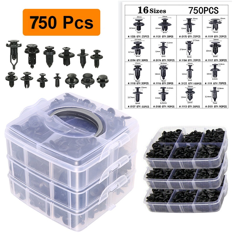 750 Pcs Boxed Snap Car Rivet Bumper Repair Kit Plastic Clips Fastener ...
