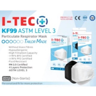 ITEC KF99 ASTM Level 3 Particulate Respirator Mask 20's (Black & white ...