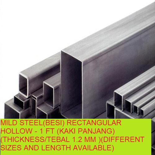 MILD STEEL(BESI) RECTANGULAR HOLLOW - 1 FT - 5 FT ++(KAKI PANJANG ...