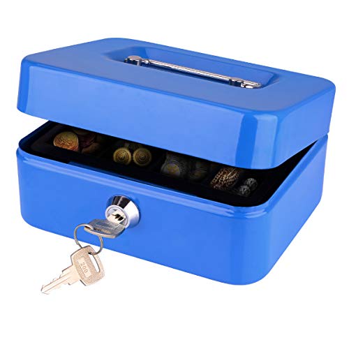 fivestar2u Metal Petty Cash Box 6"/8"/10"/12" With Key Lockable Metal ...