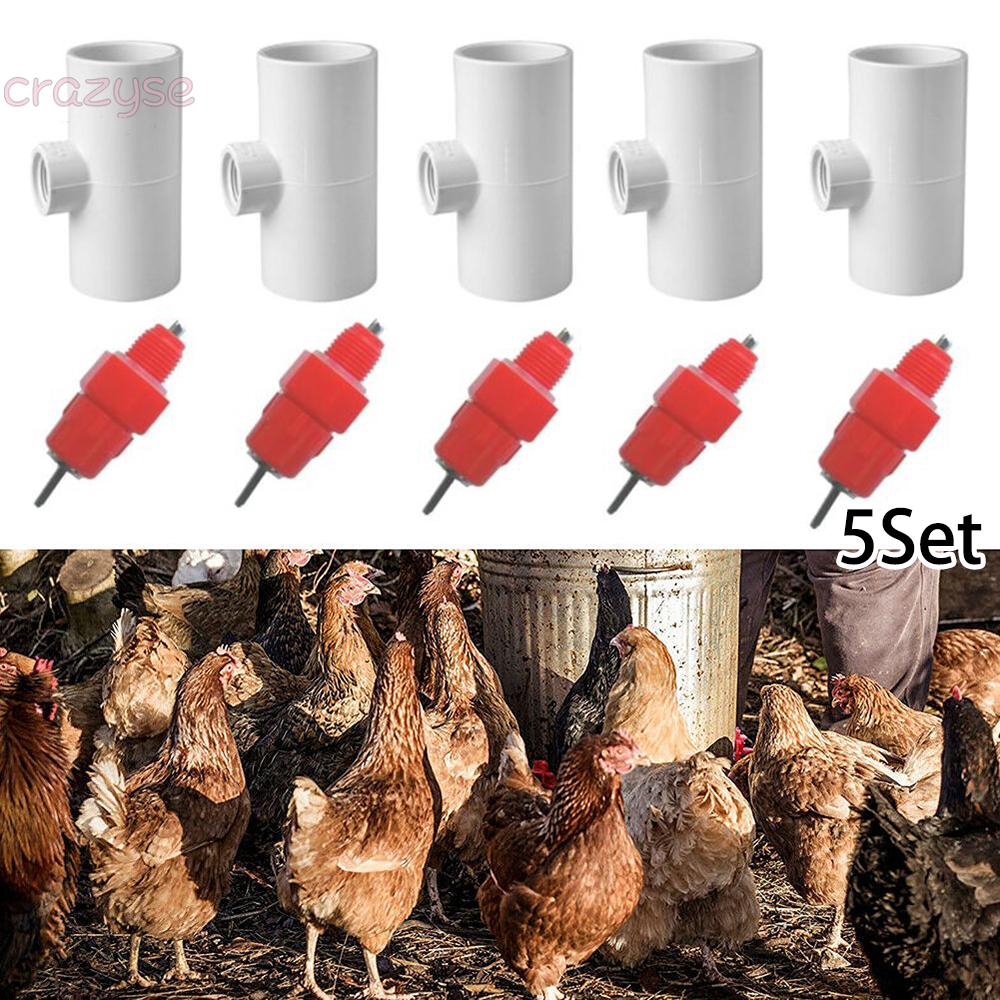 5 Set Poultry Drinking Nipples Chicken Hen Automatic Water Drinker ...