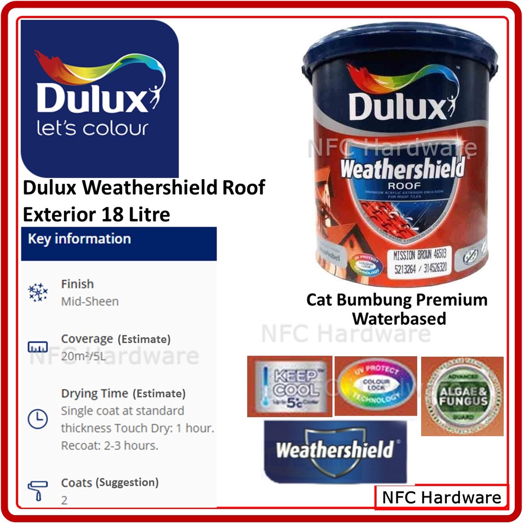Dulux Weathershield Roof Exterior 18 Litre (Cat Air untuk Bumbung ...