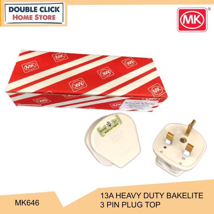 MK Heavy duty Bakelite 13A Fused 3 Pin Plug Top MK646 Uk type Plug Top ...