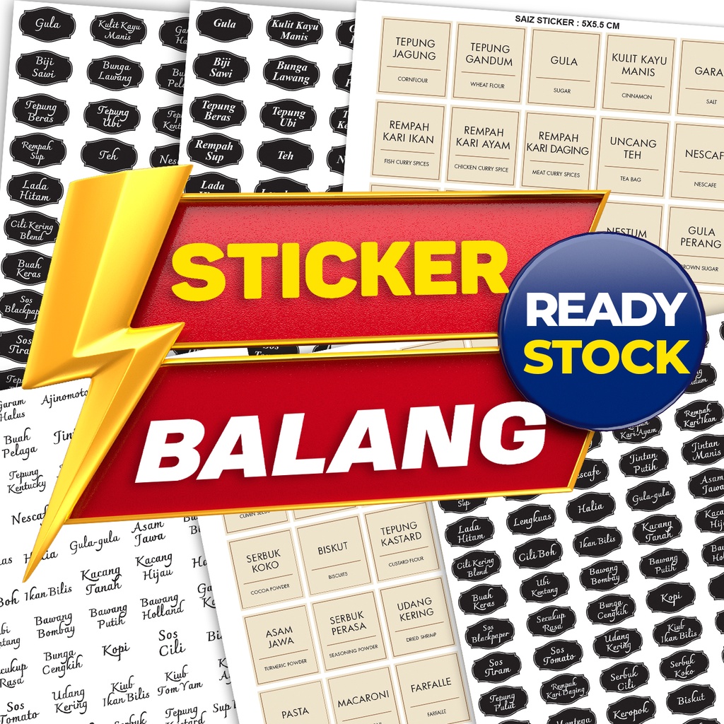 💥 Sticker Dapur / Sticker balang / 💥 Sticker rempah / Sticker cookies 💥 ...