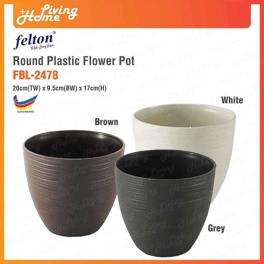 Round Plastic Nursery Flower Pot Pasu Bunga Pokok Plastik Diameter 20cm ...