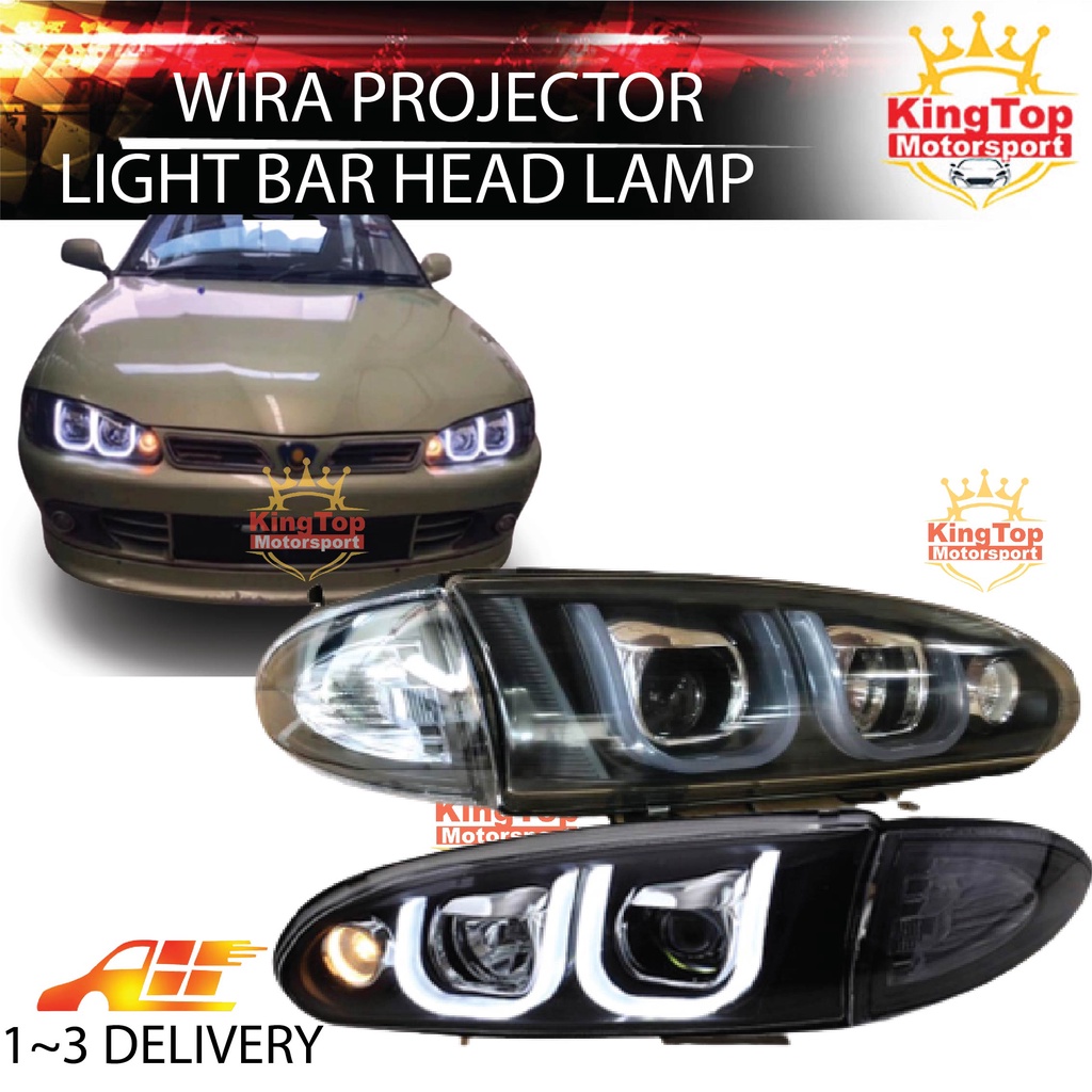 Vland Wira Satria head lamp led projector U shape style Lampu depan ...