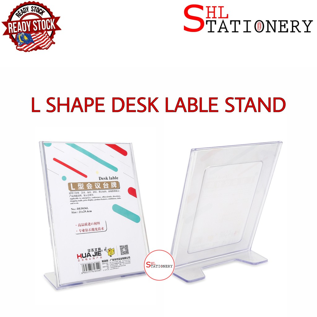 A4 /A5 Acrylic L Shape Transparent Card Stand / Desk Table QR Code ...