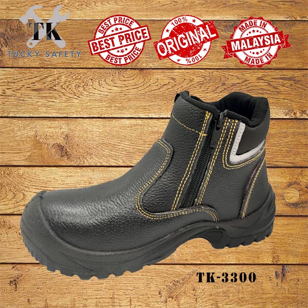 TK SAFETY SHOES / MID CUT SAFETY SHOES WITH DOUBLE ZIP - 3300 | Shopee ...