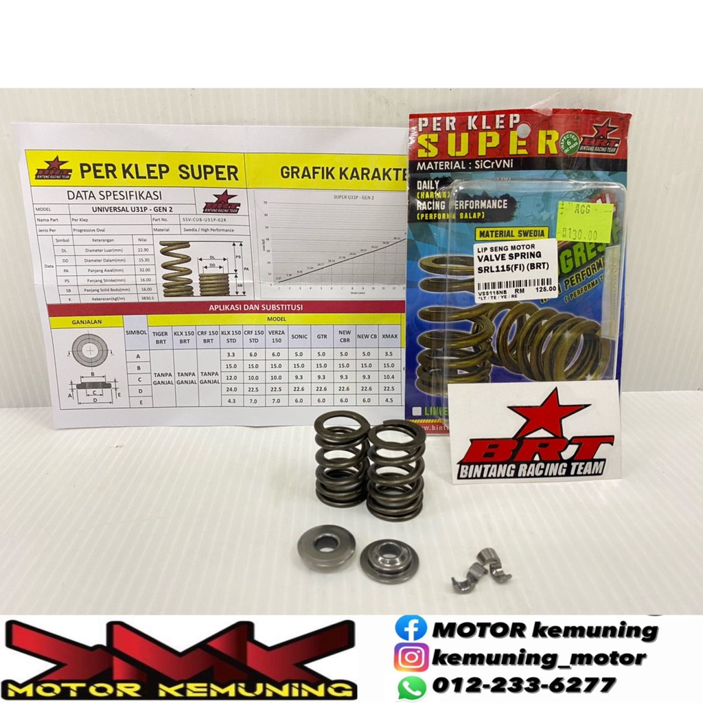 BRT VALVE SPRING OVAL HIGH PERFORMANCE SRL115FI , NVX155 , NMAX , R15 ...