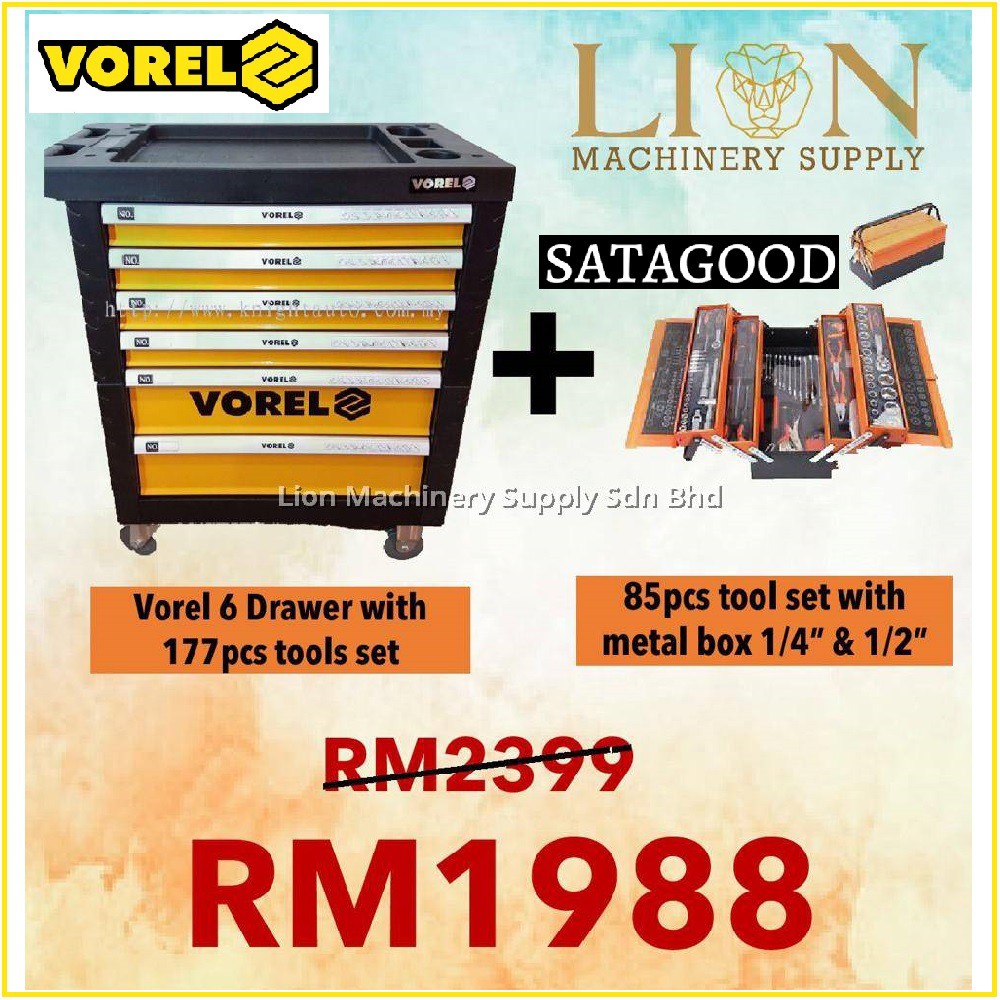 (COMBO)Vorel 177pcs with 6drawers + 85pcs Tools set with 5layer Box ...