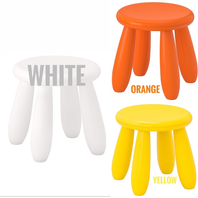 MAMMUT Children's stool, white in/outdoor, white , orange , yellow ...