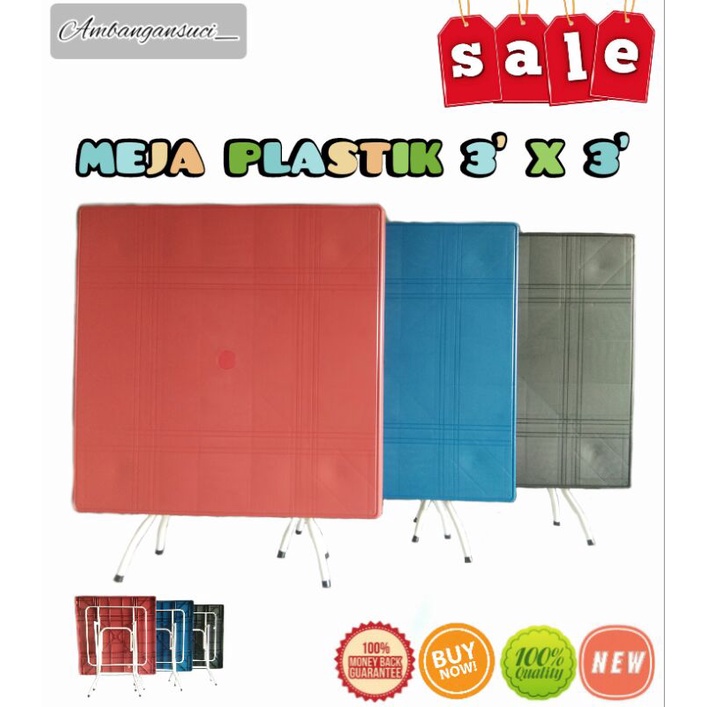 MEJA PETAK LIPAT PLASTIK 3X3 FORDABLE PLASTIK DINING TABLE 3X3 SQUARE ...