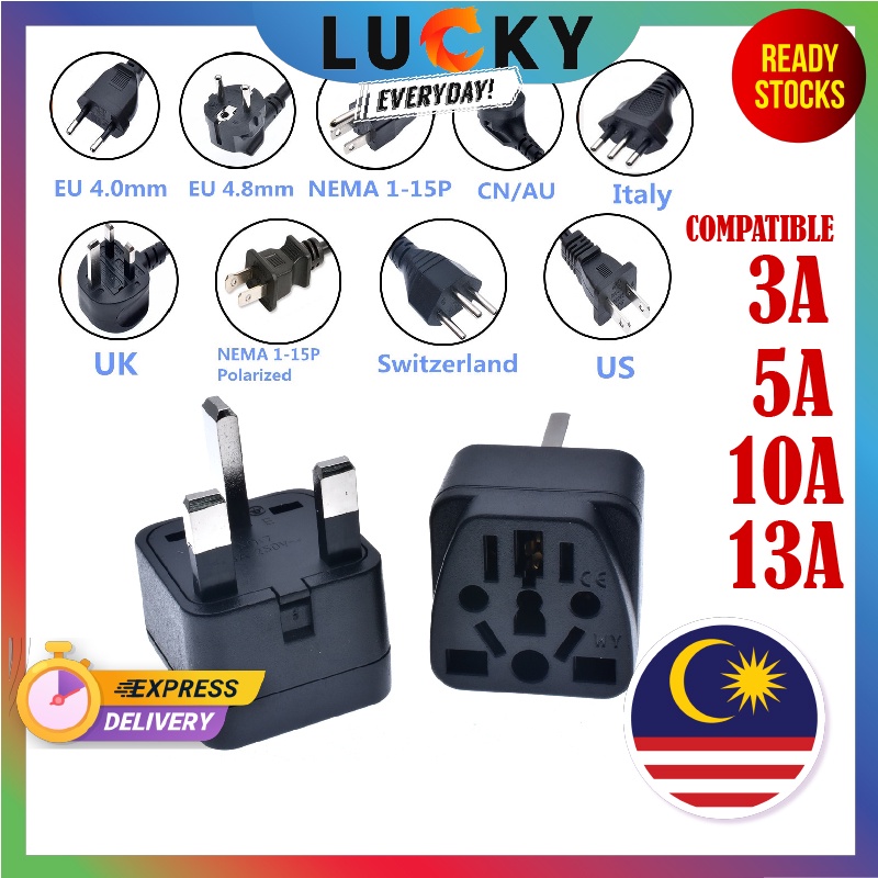Universal - EU US AU UK - Malaysia AC Power Socket Plug Travel Charger ...