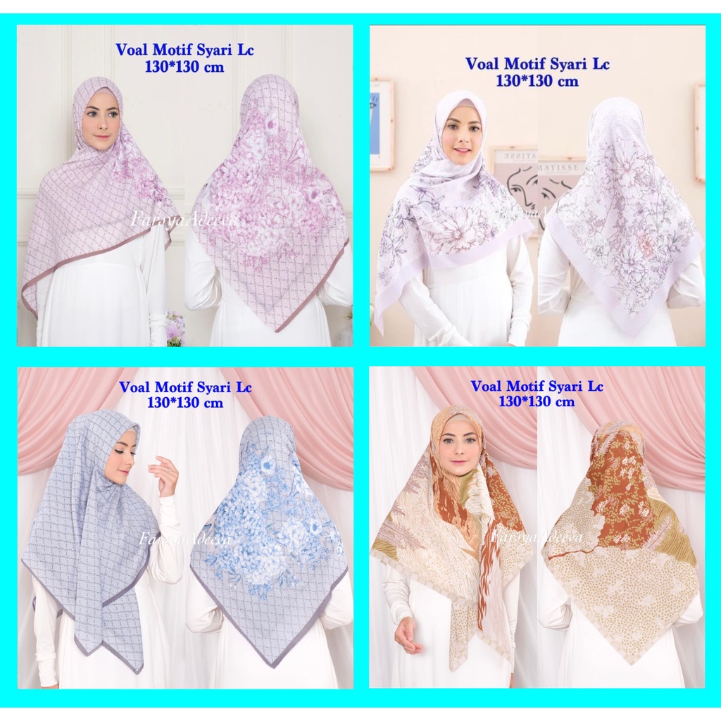 New Hijab |Hijab Quadrangle Shari Motif LC | Farsya Adeeva Voal Shari ...