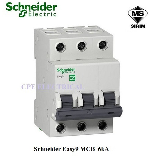 Schneider Easy9 6A 10A 16A 20A 32A 40A 63A 3 Pole MCB 6kA | Shopee Malaysia