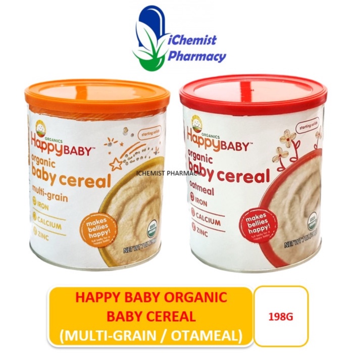 HAPPY BABY ORGANIC BABY CEREAL MULTI-GRAIN / OATMEAL 198G | Shopee Malaysia