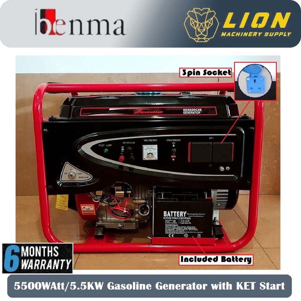 Benma 5500W 4-stroke Petrol Portable Generator with Electric Key Start ...