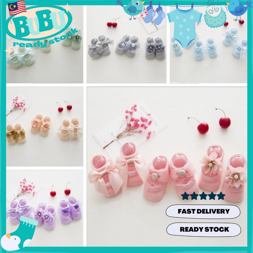 BUBU Ready Stock 0m-12m Baby Socks 3pairs Girl Lace Stokin Baby Murah ...