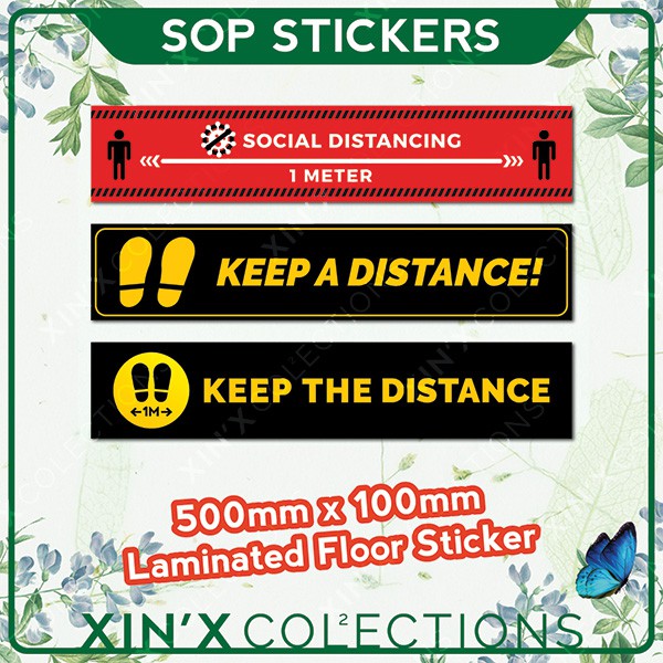 SOP MCO Poster Sticker SAFE DISTANCE jarak selamat COVID 19 FLOOR ...