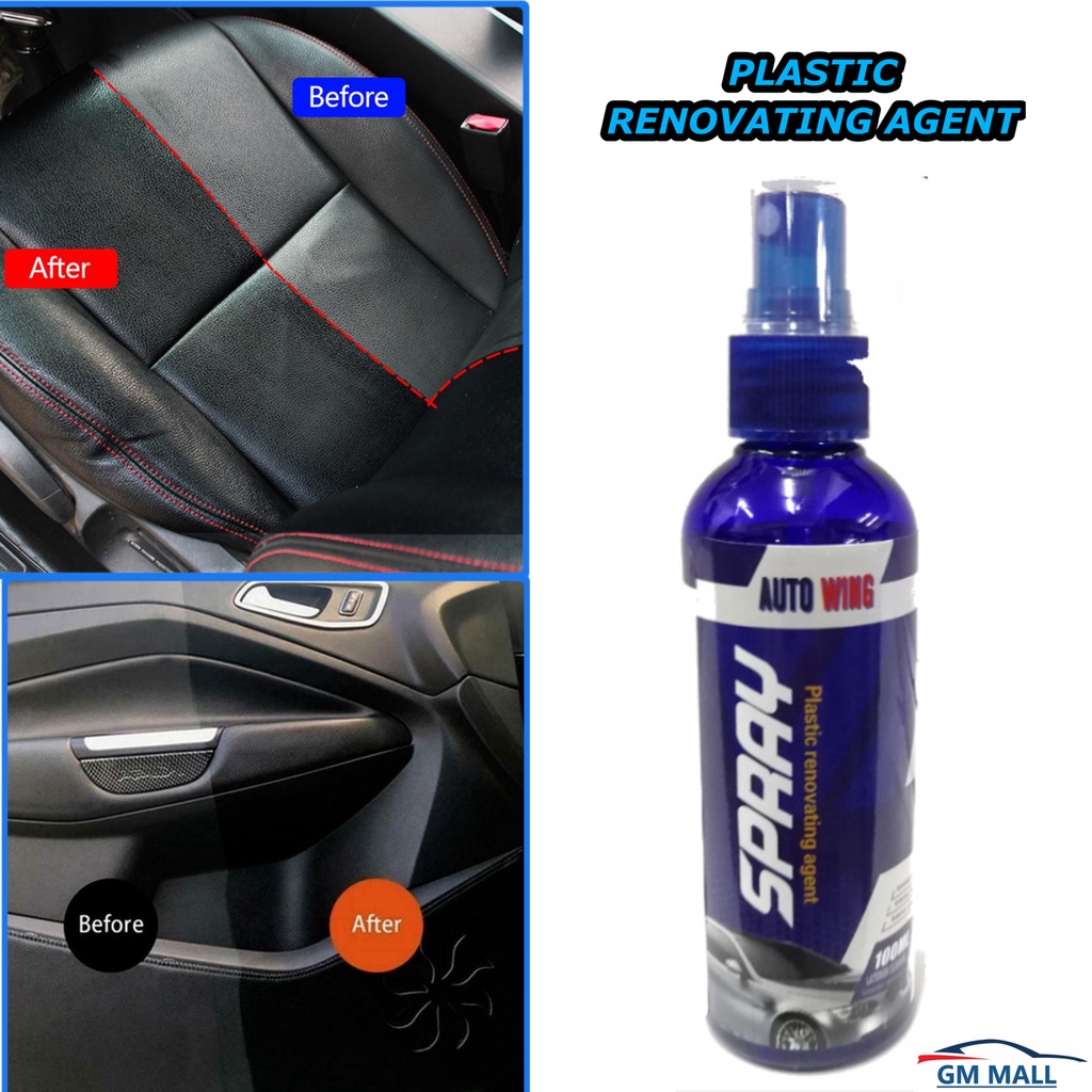 CAR PLASTIC REFURBISHER Spray Interior Exterior Brush Cleaning Pengilat ...