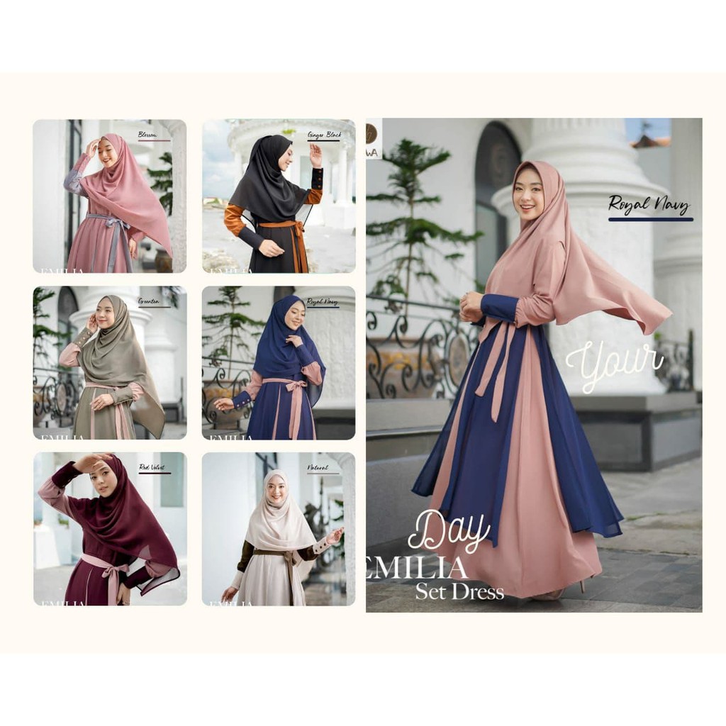Emilia Dress Original By Hawa (HASMINA SET) | Shopee Malaysia