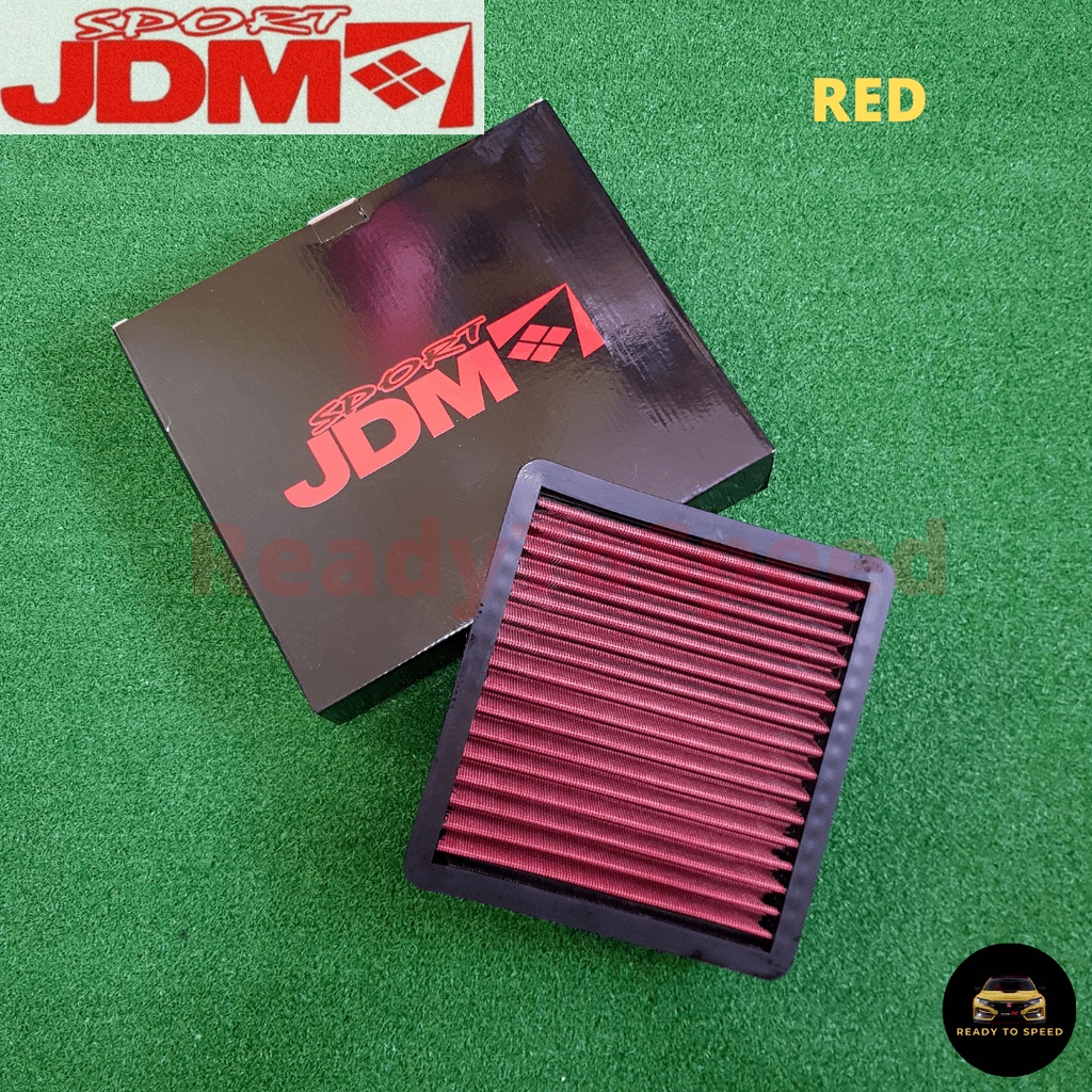 JDM Air Filter OEM Panel Filter Wira, Satria, Waja 4G18 RED STAINLESS ...