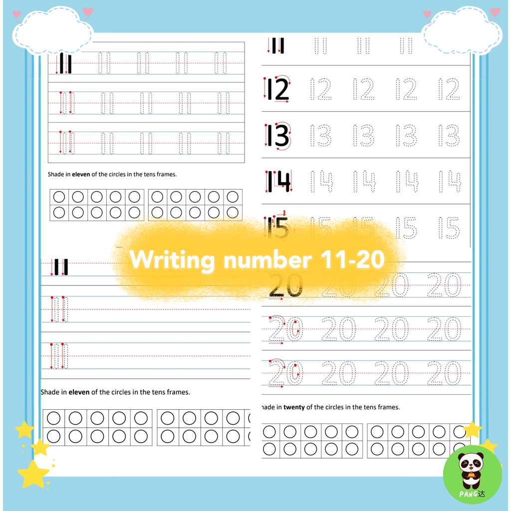 Printable Mathematics Worksheets- Writing Numbers 11-20 [PDF files ...